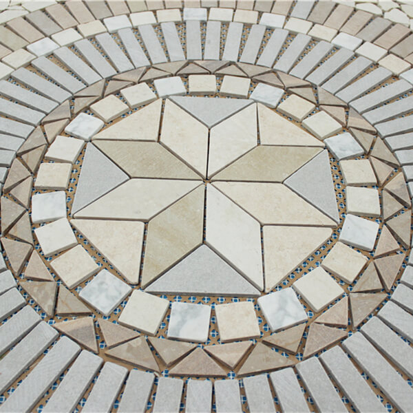 Vintage Style Stone Flower Pattern Mosaic Art Picture Designs for Floors