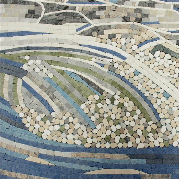 Ocean Wave Handmade Stone Mosaic Art Picture Patterns for Wall Design