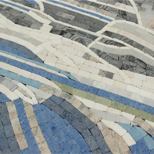 Ocean Wave Handmade Stone Mosaic Art Picture Patterns for Wall Design