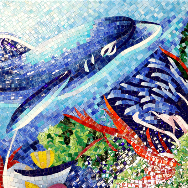 Underwater World Ocean Mosaic Art Tile Mural Patterns Glass Picture
