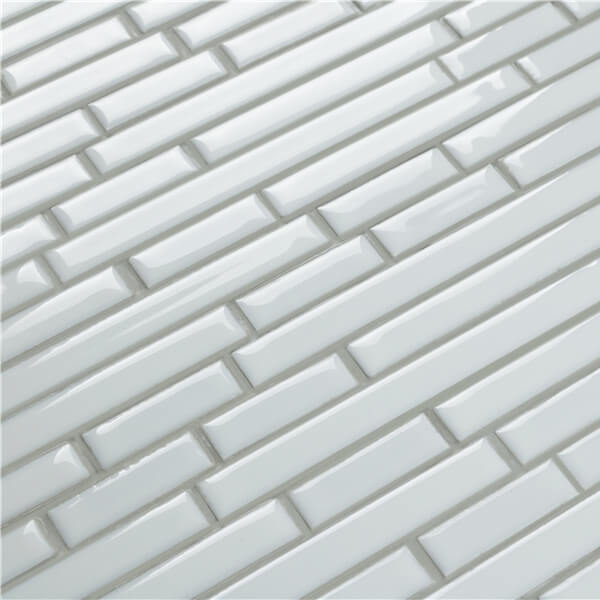 Decorative Glossy White Ceramic Mosaic Strip Tile for Interior Home
