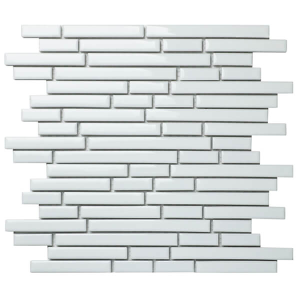 Decorative Glossy White Ceramic Mosaic Strip Tile for Interior Home