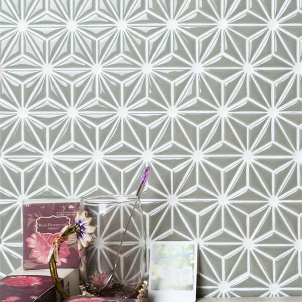 Triangle Flower Pattern Ceramic Wall Mosaics Designs Wholesale