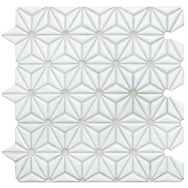 Triangle Flower Pattern Ceramic Wall Mosaic Tile Backsplash