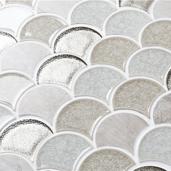 Luxury Fan Shaped Mosaic Tile Blended Beige for Interiors