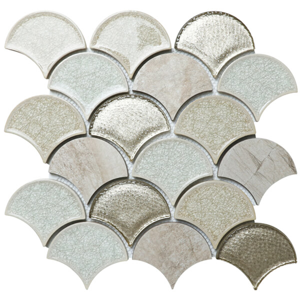 Luxury Fan Shaped Mosaic Tile Blended Beige for Interiors