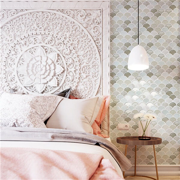 Luxury Fan Shaped Mosaic Tile Blended Beige for Interiors