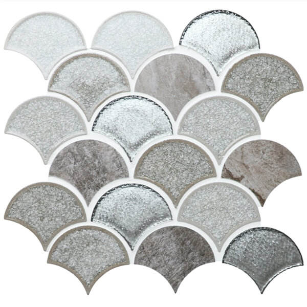 Luxury Fan Shaped Tile Blended Mosaic for Living Room Wall