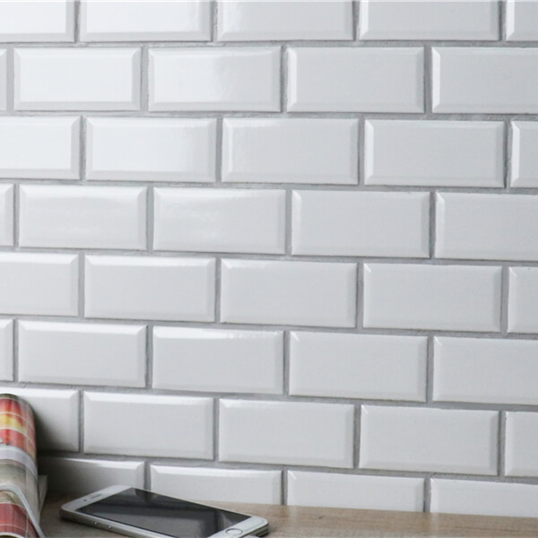 2''x4'' Beveled Edge Ceramic Mosaic White Subway Tile