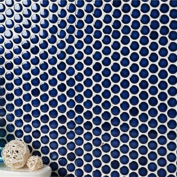 Wholesale 19mm Urban Ceramic Penny Round Mosaic Tile Blue Hue for Sale