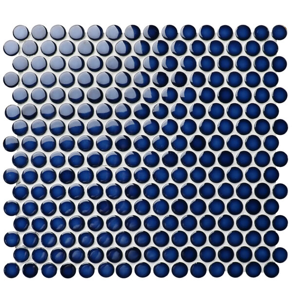 Wholesale 19mm Urban Ceramic Penny Round Mosaic Tile Blue Hue for Sale