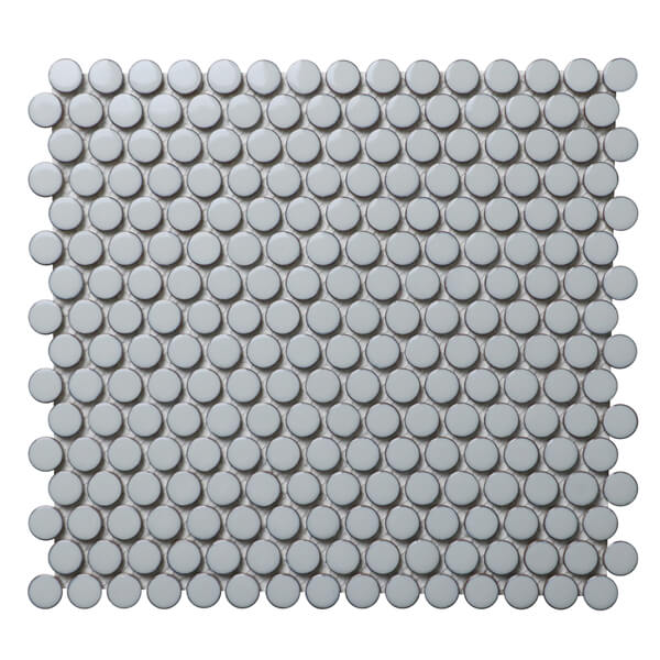 Light Blue Crystal Glazed Urban Penny Round Mosaic Tile Sheets