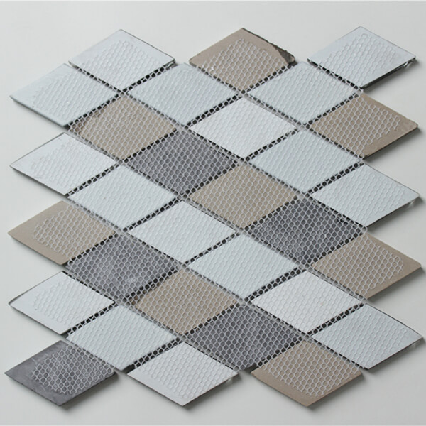 Handmade Crackle Ceramic Glass Stone Rhombus Mosaic Tile