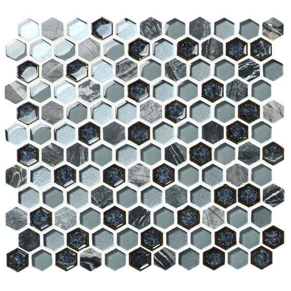 2'' Mixed Hexagon Mosaic Tile Sheets for Modern House Design