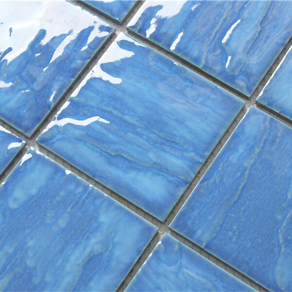 4'' Light Blue Swimming Pool Mosaic Tiles in Wave Surface