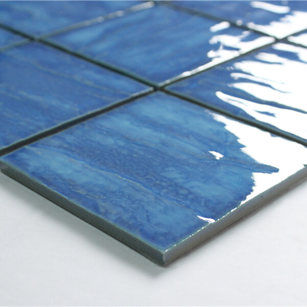 4'' Light Blue Swimming Pool Mosaic Tiles in Wave Surface