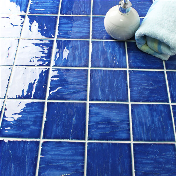 4'' Crystal Glazed Dark Blue Mosaic Pool Tile Colors