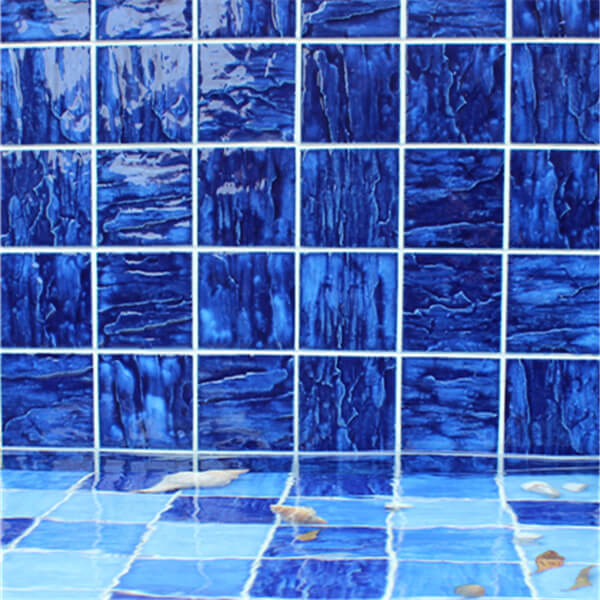 4'' Wave-like Mosaic Cobalt Blue Swimming Pool Tiles Supply