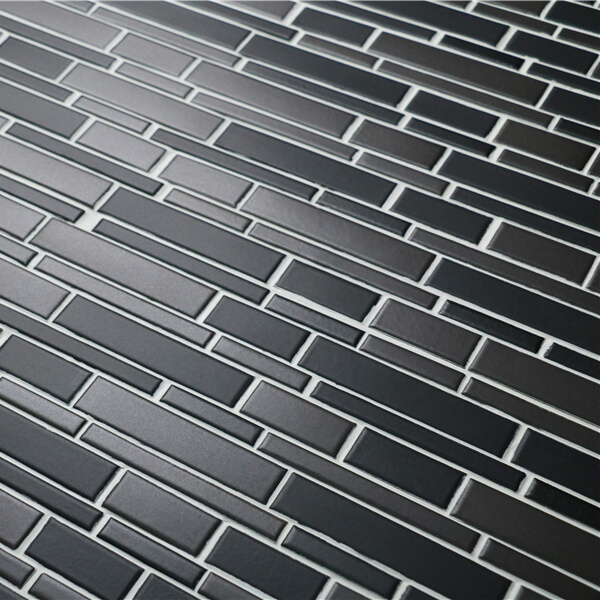 Black Gray Matte Ceramic Random Strip Mosaic Tiles Supplier