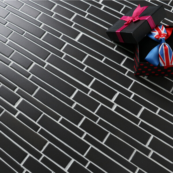 Grey Matte Random Strip Ceramic Mosaic Tiles Manufacturer