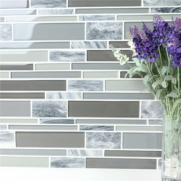 Foshan Supply Competitive Price Decorative Stone Mix Random Strip Glass ...