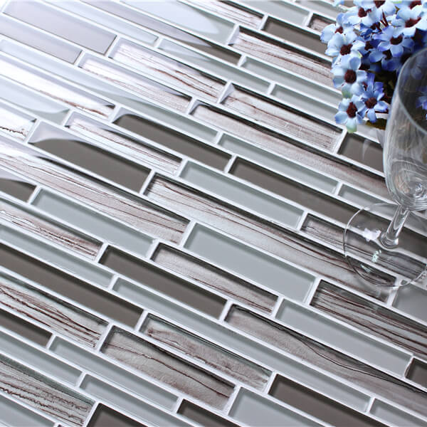 Random Glass Mosaic Tile Accent Strip for Interior Design