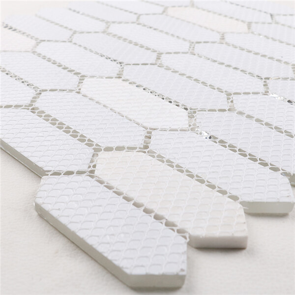 Shuttle Shaped Glass Stone Blend Mosaic Tile for Wall Decoration
