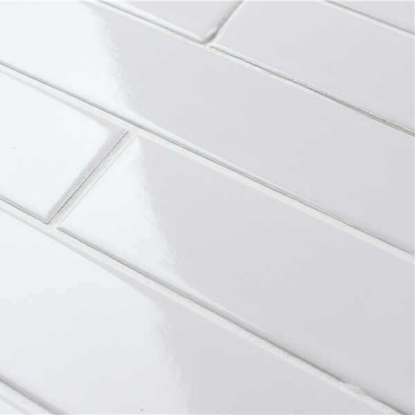 2"x8" Glossy White Ceramic Herringbone Mosaic Floor Tile Wholesale