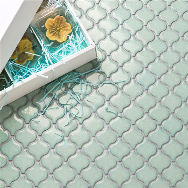 Wholesale Arabesque Lantern Tile Green Mosaic Tile for Backsplash