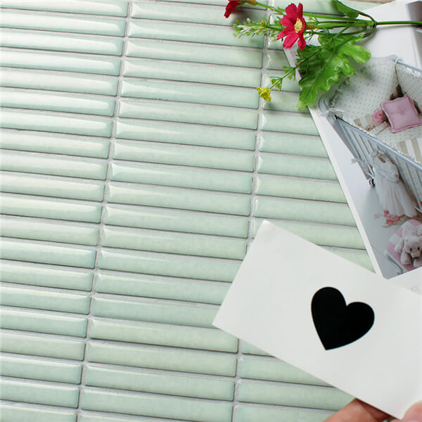 Premium Blossom Texture Finger Strip Mosaic Tile Green Stackbond Wholesale