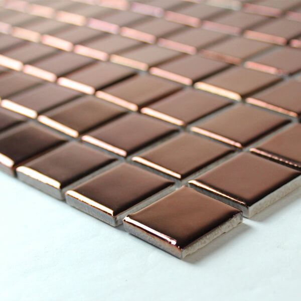 Foshan 1'' Rose Gold Square Ceramic Mosaic Tile Sheets for Living Room