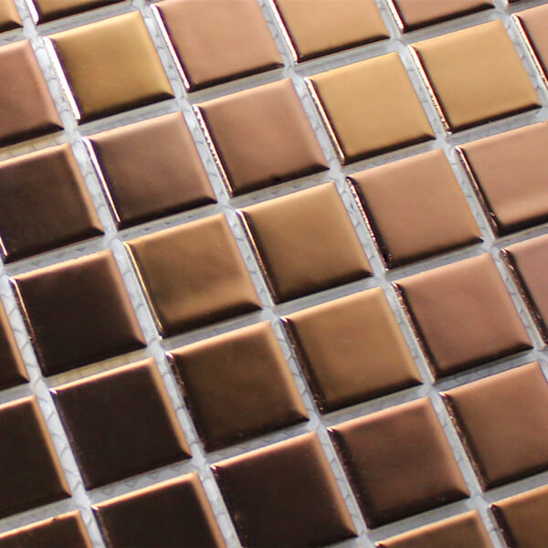 Foshan 1'' Rose Gold Square Ceramic Mosaic Tile Sheets for Living Room