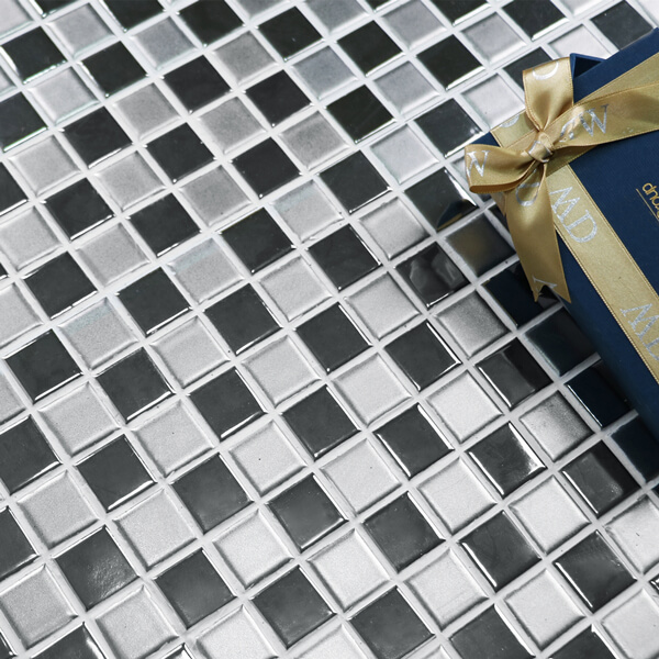 1"x1" Sparkle Metallic Glazed Porcelain Luxury Silver Mosaic Tiles ...