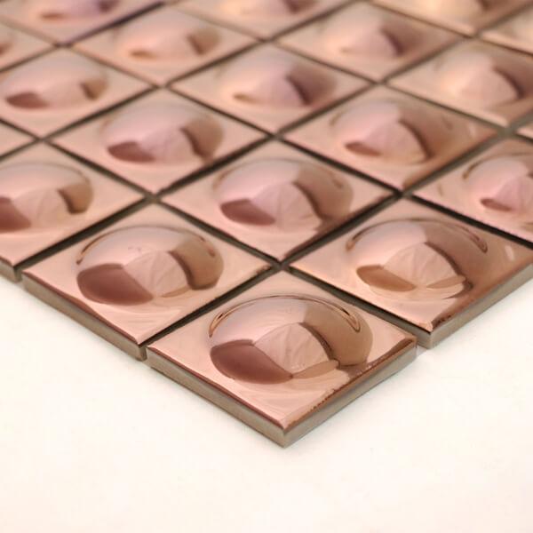Tile Supply MM Mosaic 2 Inch 3d Metallic Round Cap Ceramic Rose Gold Mozaic