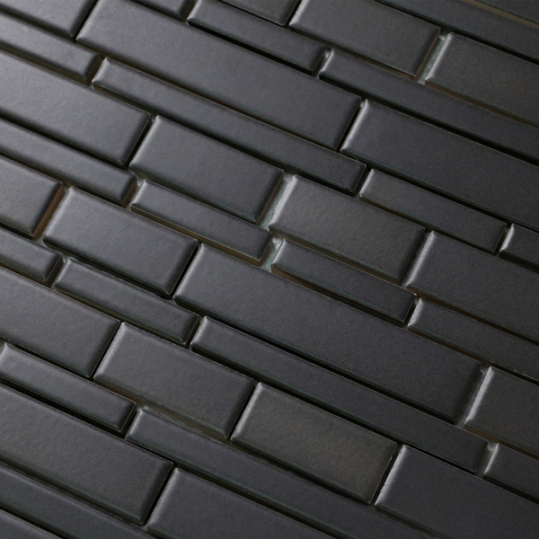 Grey Matte Random Strip Ceramic Mosaic Tiles Manufacturer