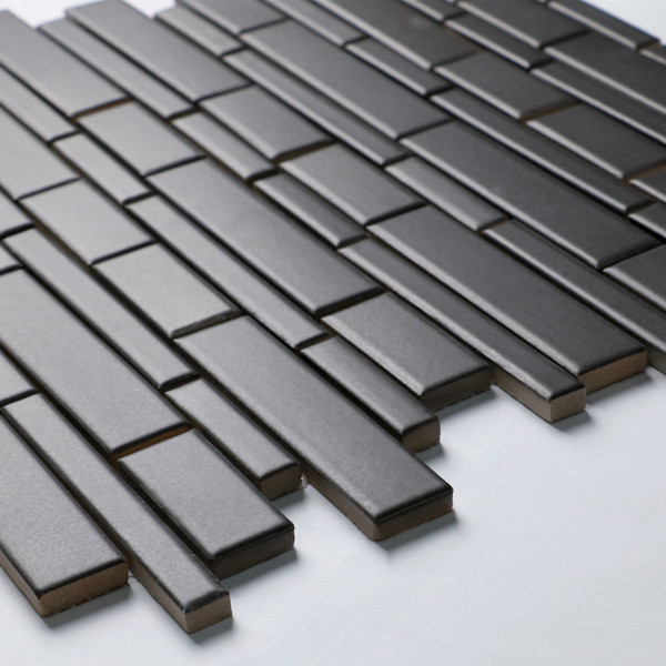 Grey Matte Random Strip Ceramic Mosaic Tiles Manufacturer