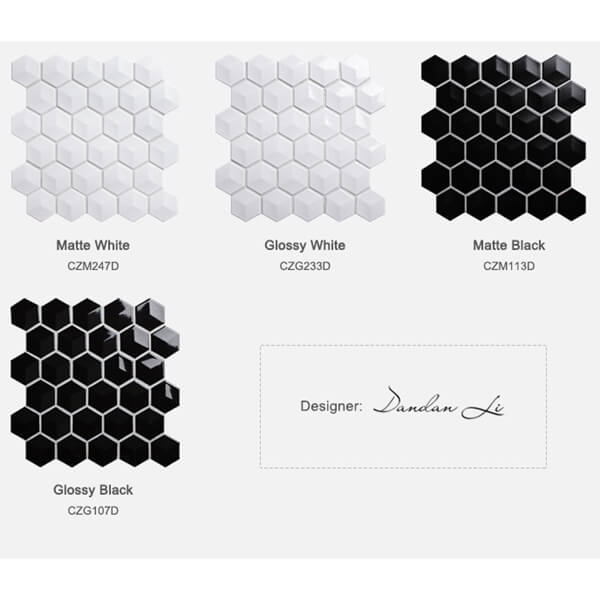 Wholesale Ceramic Grey Hexagon Mosaic Tile 3D Kitchen Wall Tile for Sale