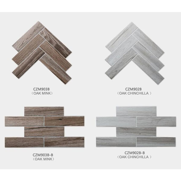 Oak Mink Meshed Back Brick Bond Non-Slip Wooden Tile Wall Flooring