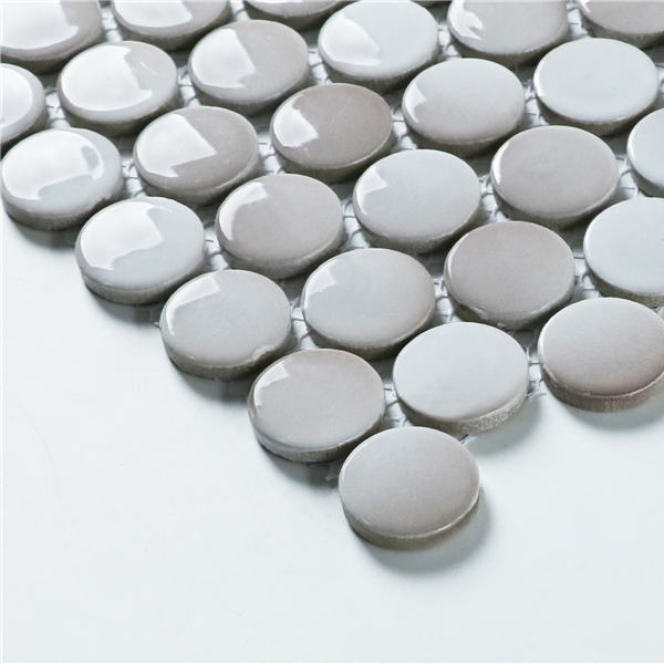 Wholesale 28mm Penny Round Porcelain Tile Beige Mosaic Floor Tile