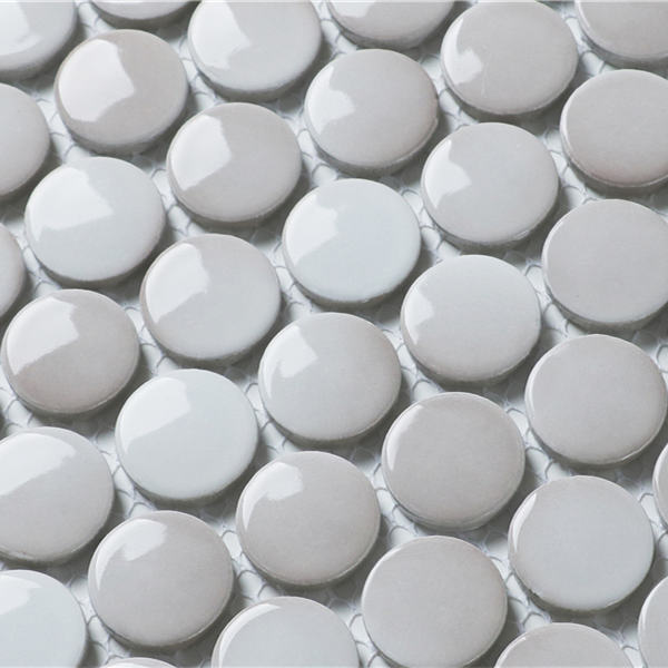 Wholesale 28mm Penny Round Porcelain Tile Beige Mosaic Floor Tile