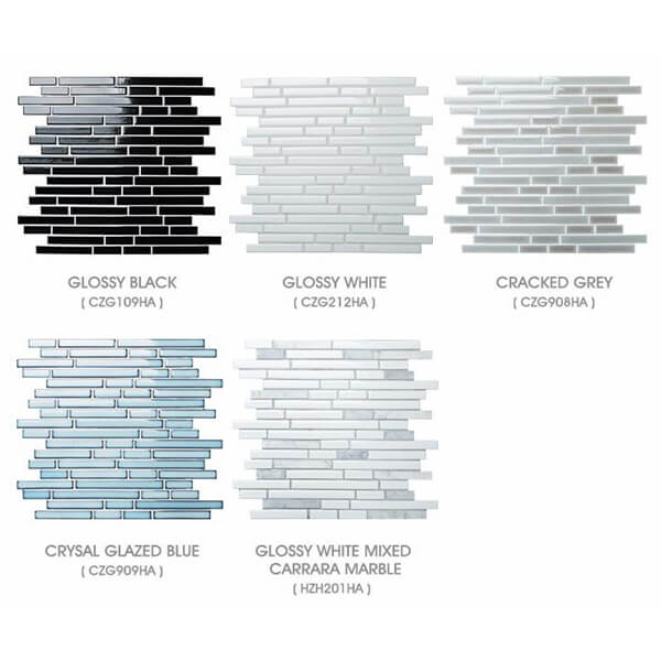 Irregular Shaped Crackle Ceramic Mosaic Tile Strip Wholesale China