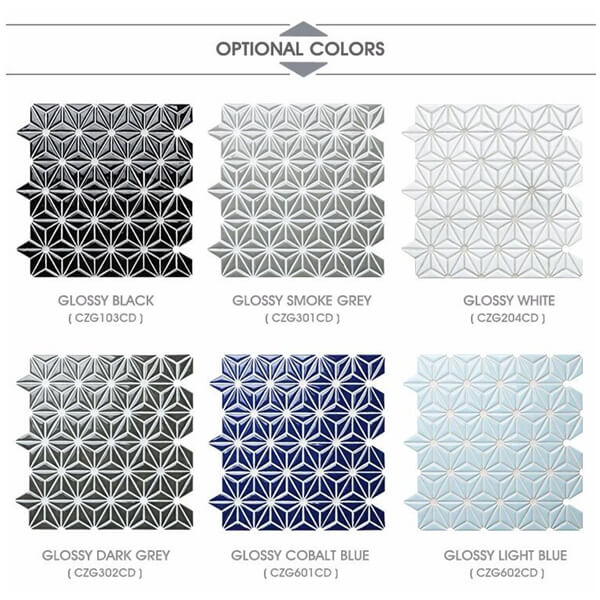 Triangle Flower Pattern Ceramic Wall Mosaic Tile Backsplash