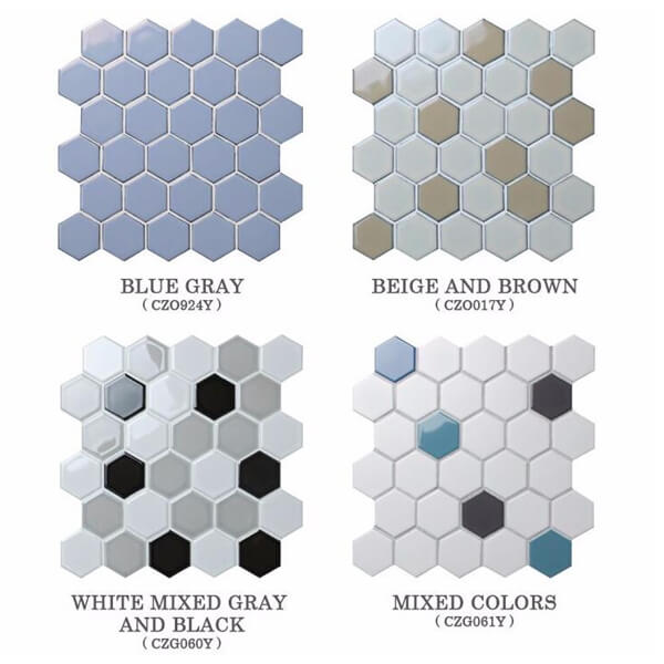 2'' Mixed Colors Ceramic Tile Hexagon Mosaic Backsplash for Sale