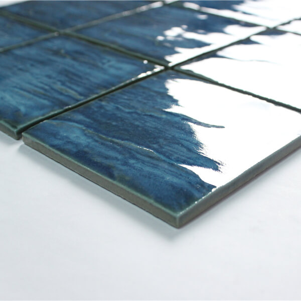 4'' Wave Porcelain Blue Gray Mosaic Pool Tile Design