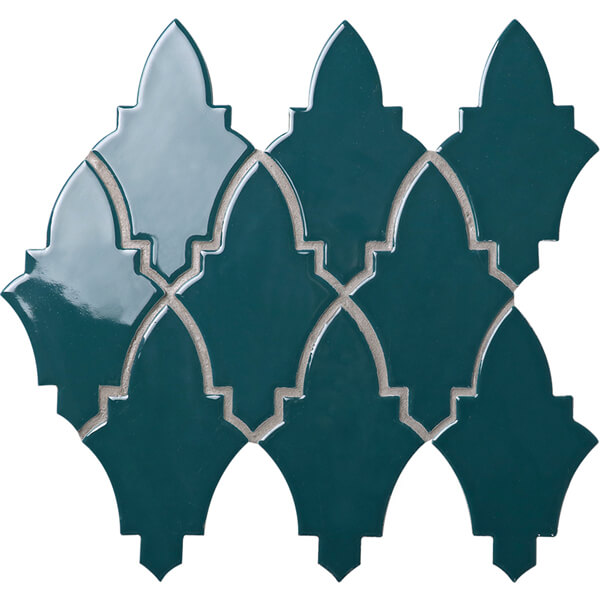Villa glazed porcelain tile moroccan bathroom wall shield shaped blue ...