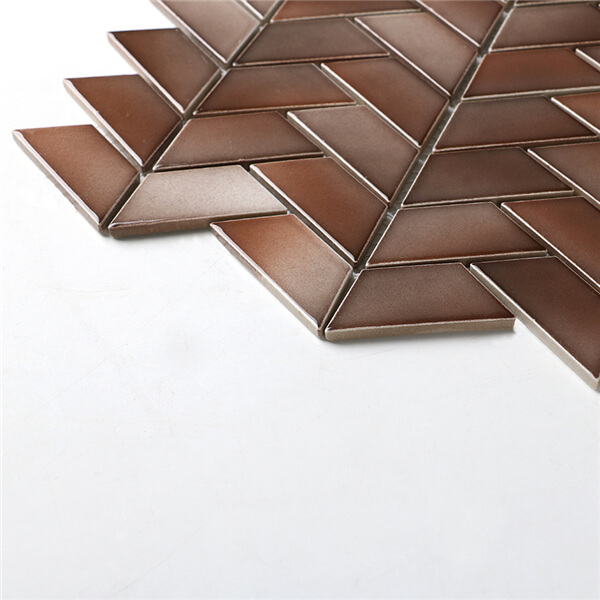 Gloss cappuccino brown color trapezoid designs mosaic wall tile for ...