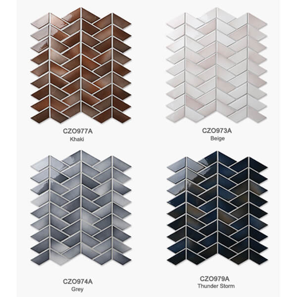 Gloss cappuccino brown color trapezoid designs mosaic wall tile for ...