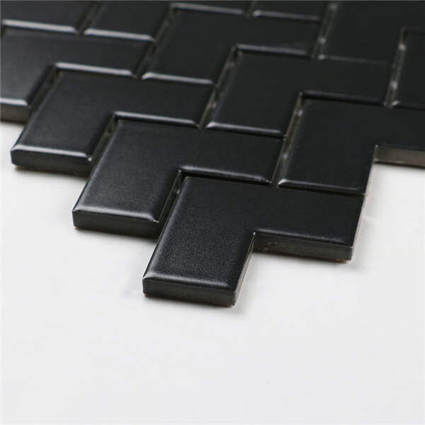 2019 new trend L shape matt glazed porcelain black mosaico kitchen ...