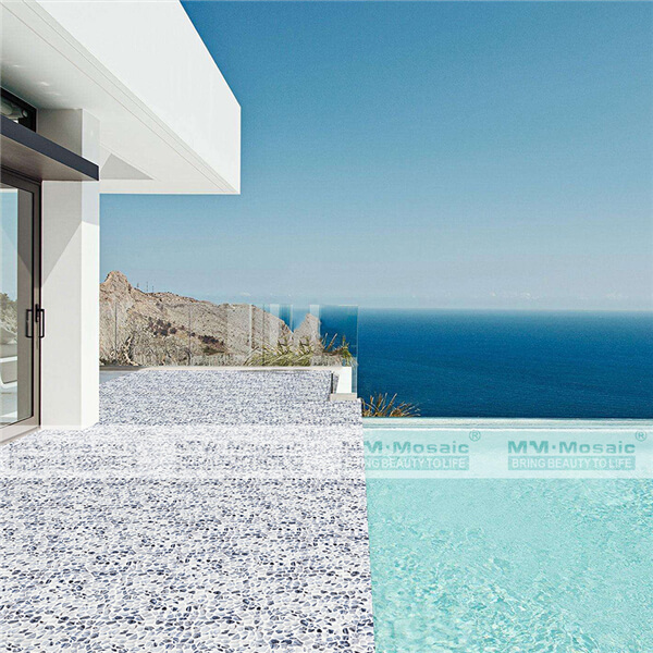 Irregular Shape Glass Pebble Mosaic Tiles For Pools, Bathroom Countertop