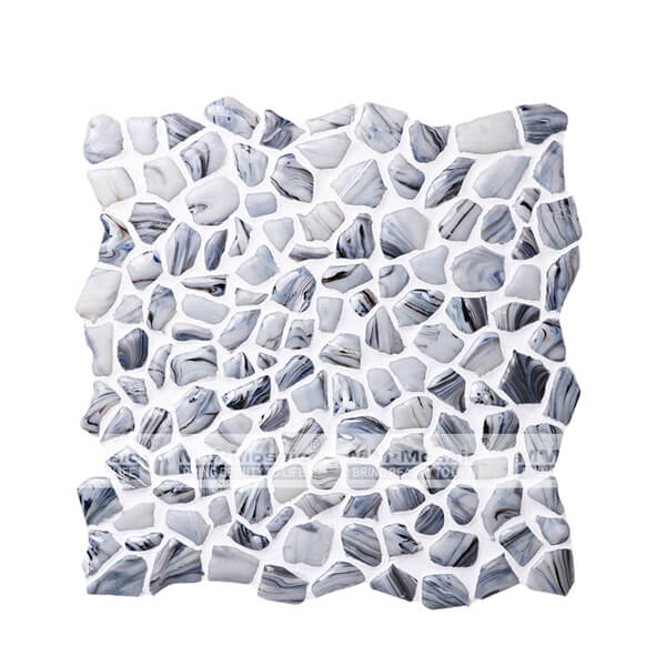 Irregular Shape Glass Pebble Mosaic Tiles For Pools, Bathroom Countertop